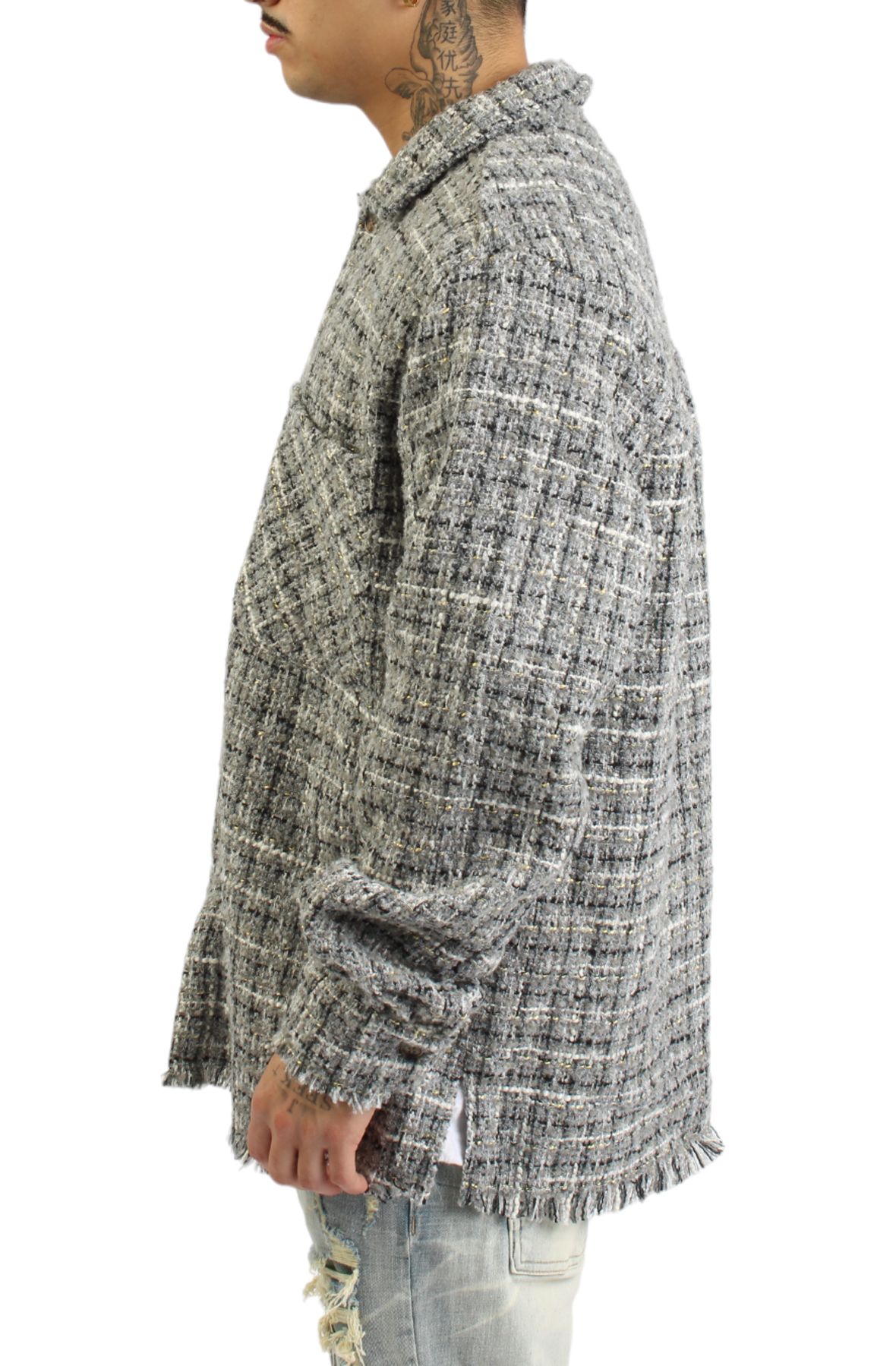 REBEL MINDS Tweed Shacket 632-713GRY - Shiekh