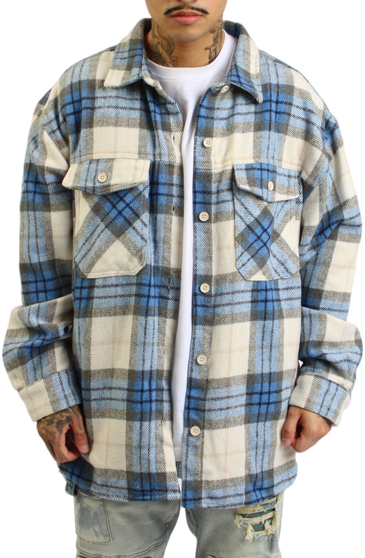 HIGH CALIBER Lumberjack Flannel C13659-BLUE - Shiekh