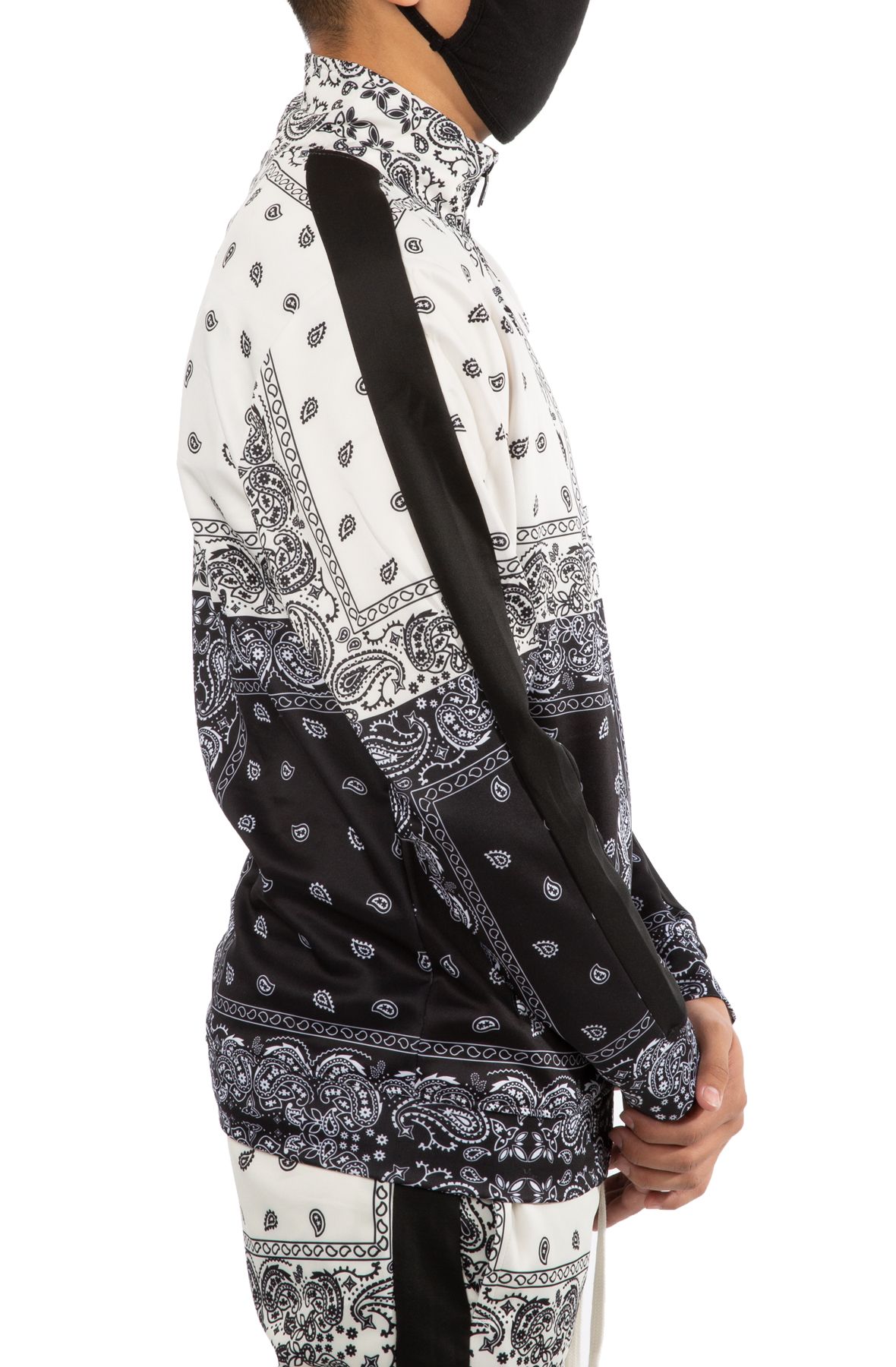 FBRK 2Tone Paisley Track Jacket 9A2-504CRMBLK - Shiekh