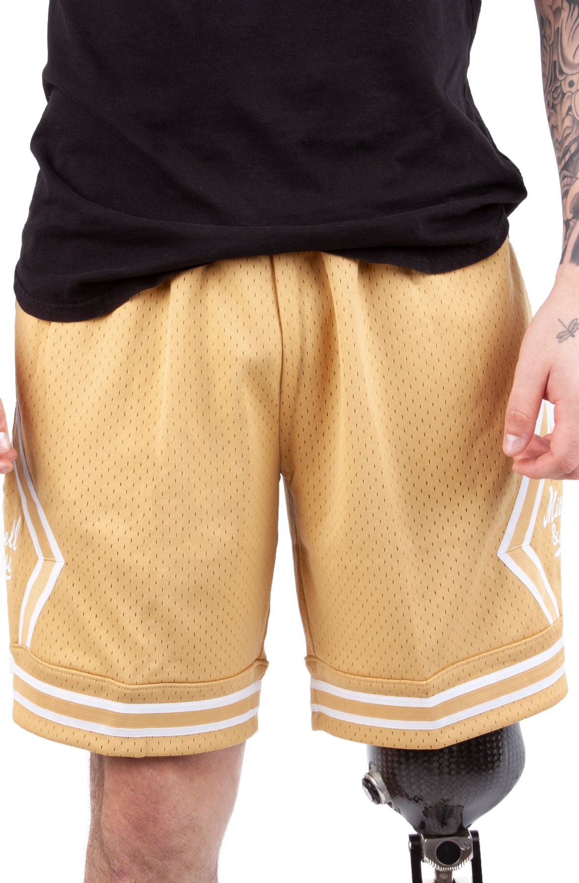 MITCHELL AND NESS Diamond Script Shorts PSHR4763-MNNYYPPPSAND - Shiekh