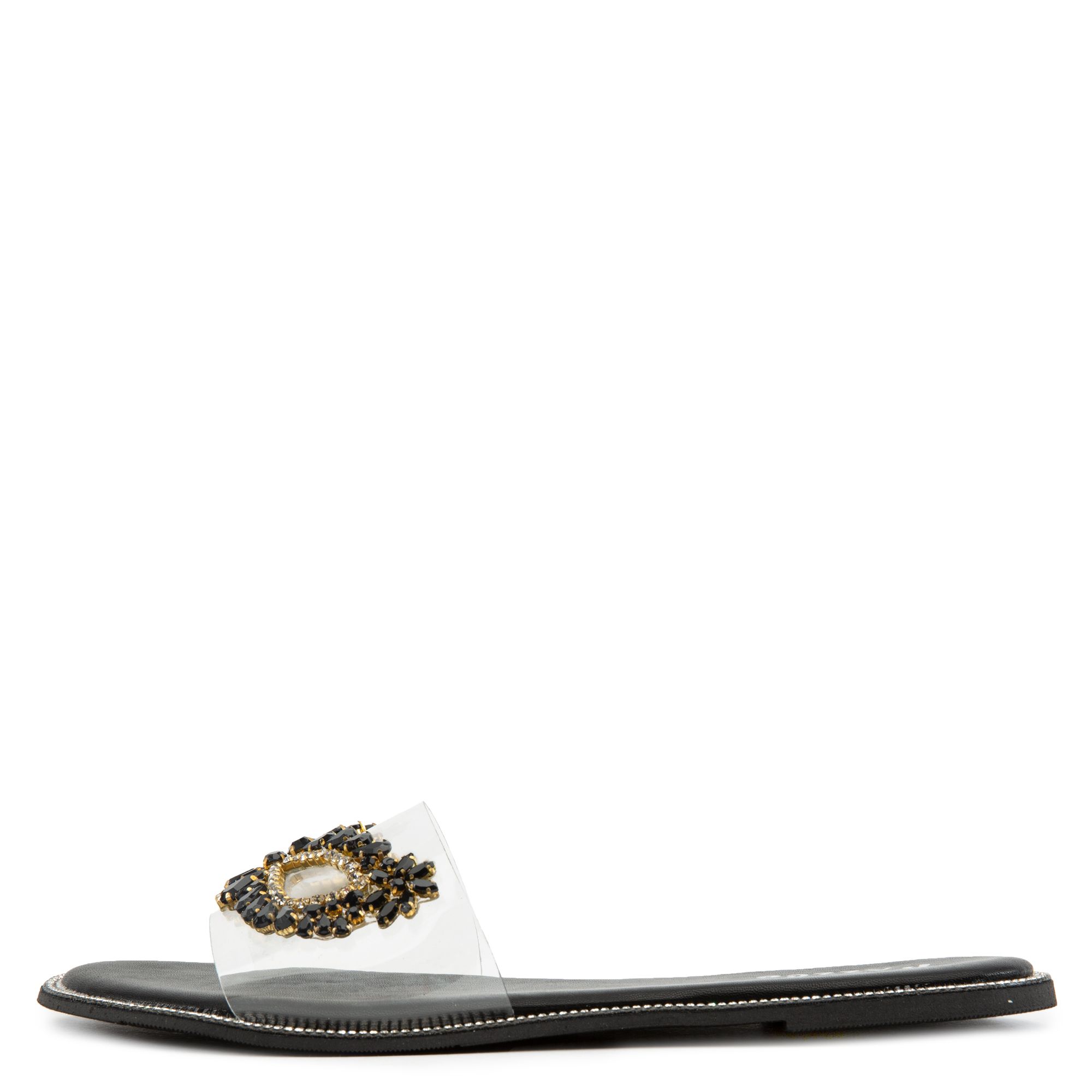 SHIEKH Isabella-08 Jewel Flat Sandals ISABELLA-08-BLK - Shiekh