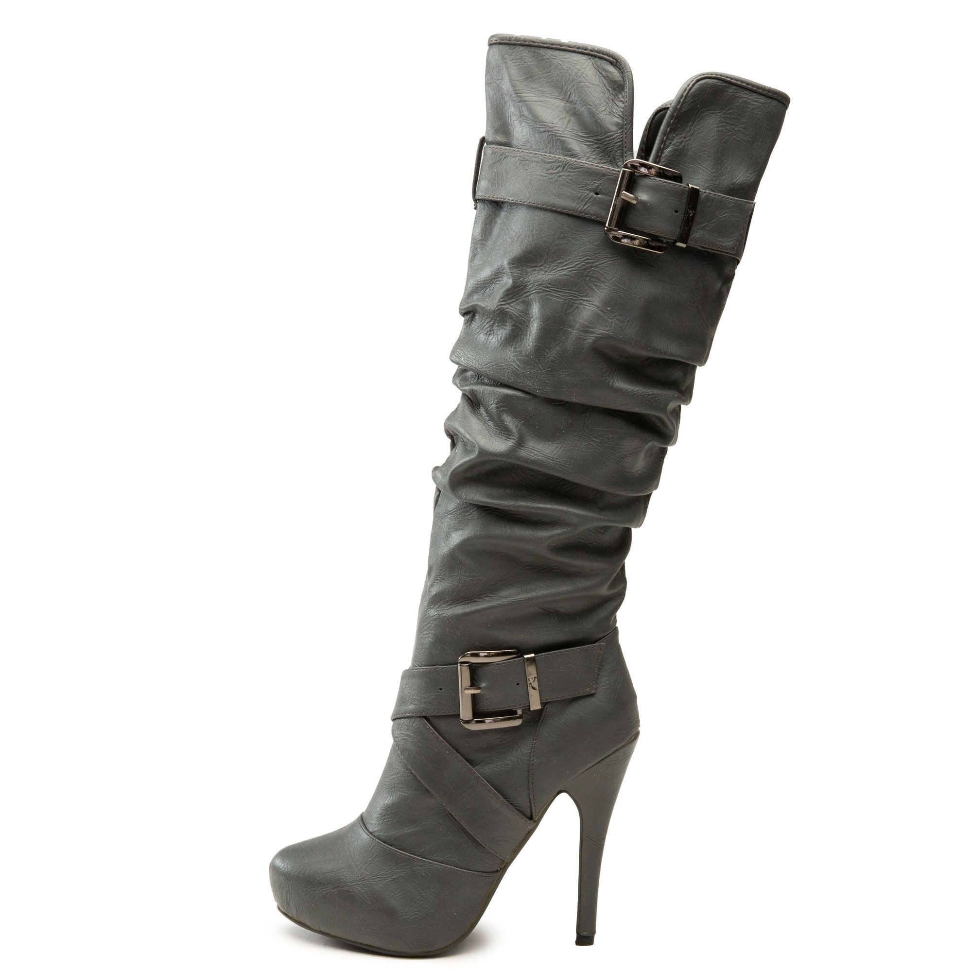 ELEGANCE Glory-5Hi Platform Thigh-High Heel Boot GLORY-5HI/GREY - Shiekh