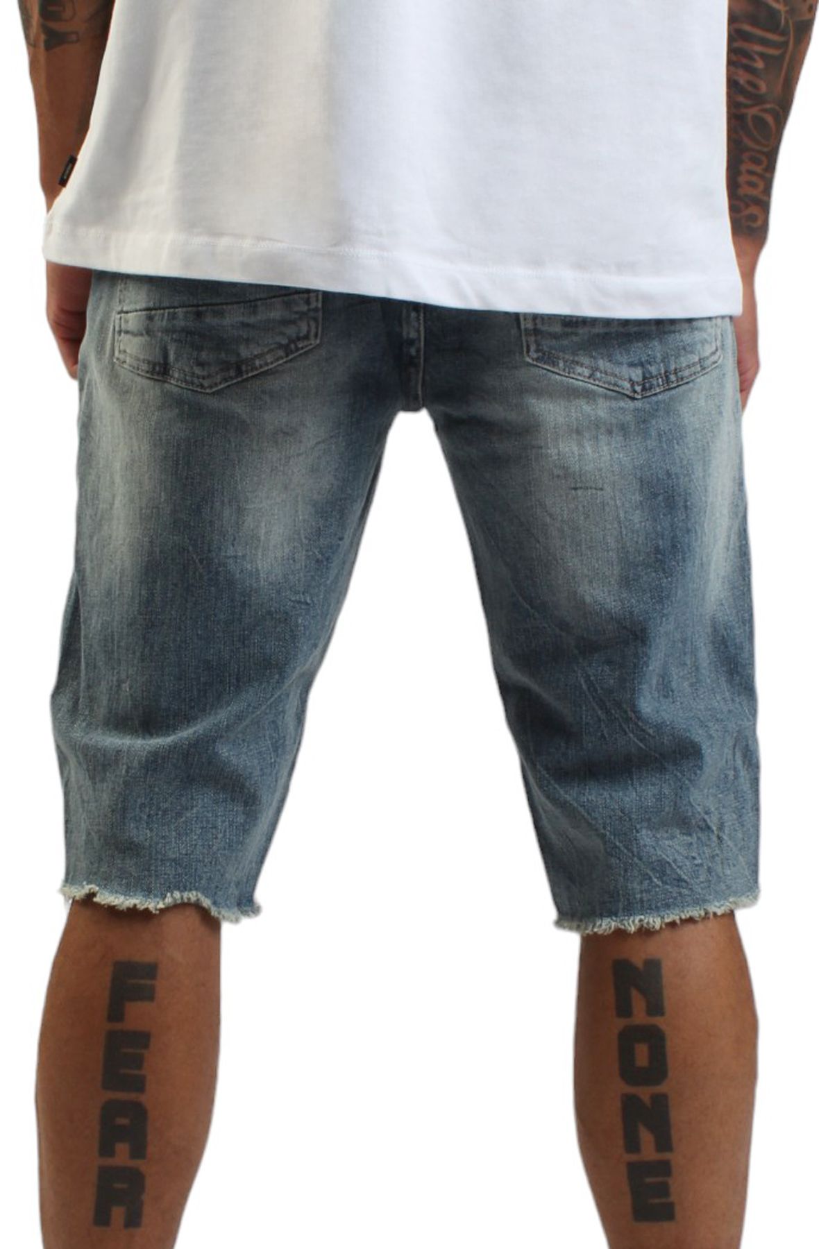 SMOKE RISE Distressed Denim Short JS21121EB-MBLUE - Shiekh
