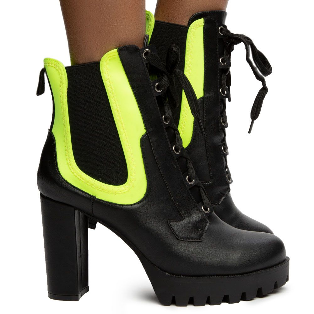CHASE & CHLOE Jace-6 Chunky Heel Booties JACE-6-BKNY - Shiekh