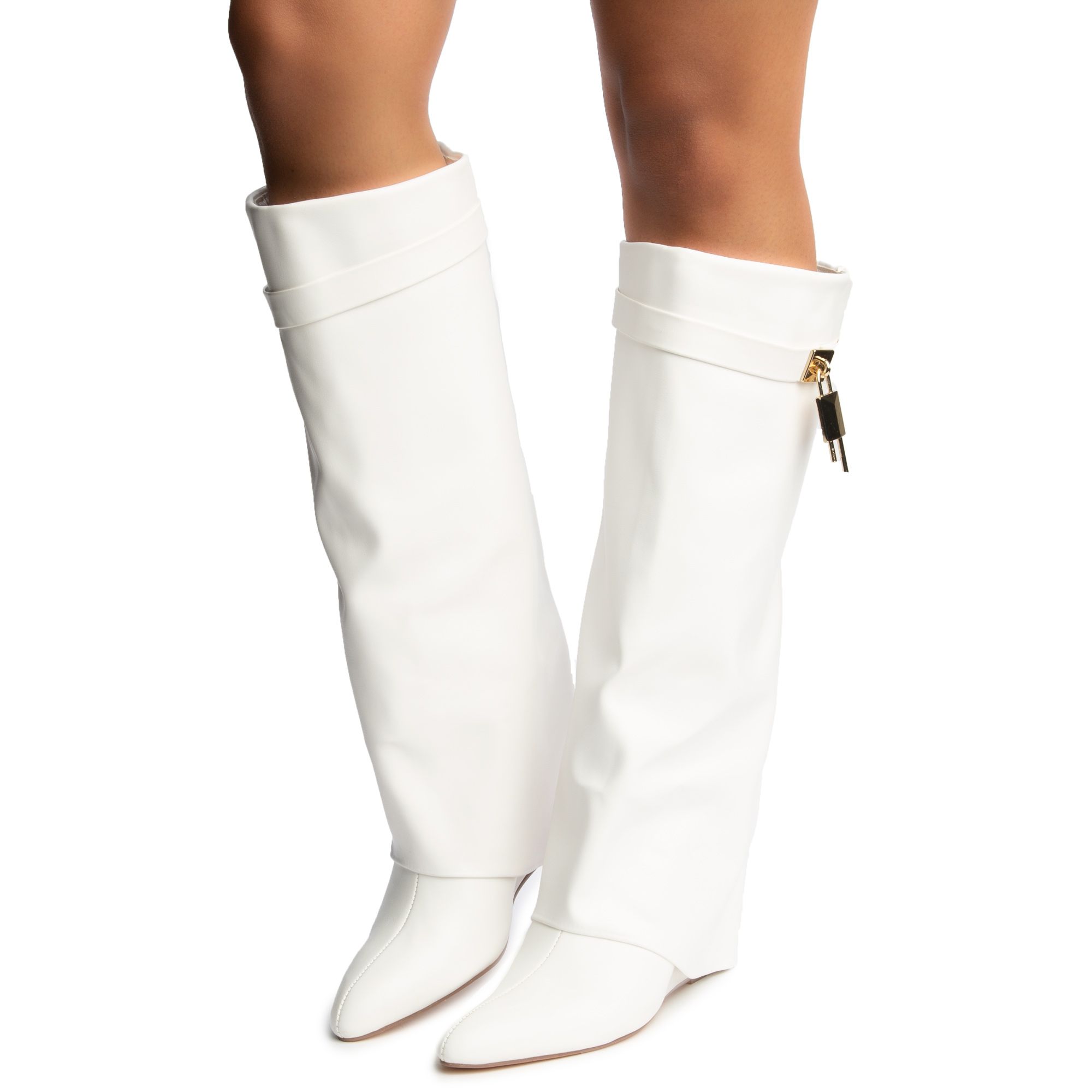 LILIANA Mutto-1 Drape Knee High Boot MUTTO-1-WHT - Shiekh