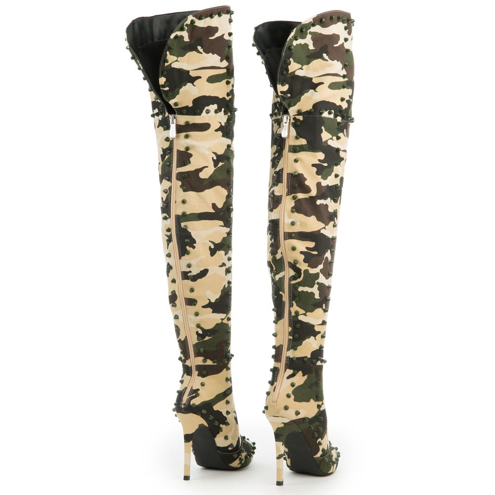 CAPE ROBBIN Mini-33 Thigh High Boots MINI-33/CAMO - Shiekh
