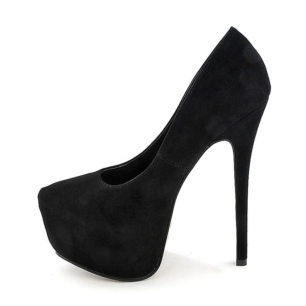 POSH 099 Velvet Platform Pump 099/BLACK - Shiekh