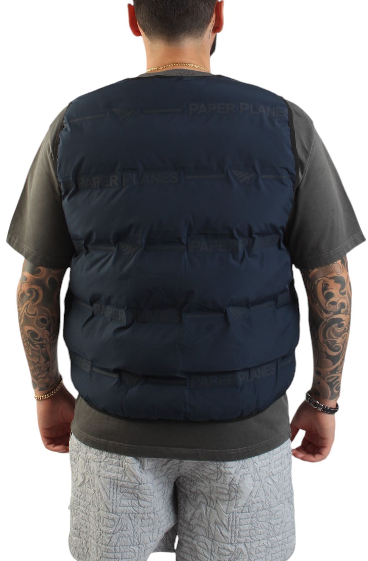 PAPER PLANES Embossed Puffer Vest 400064SKY - Shiekh