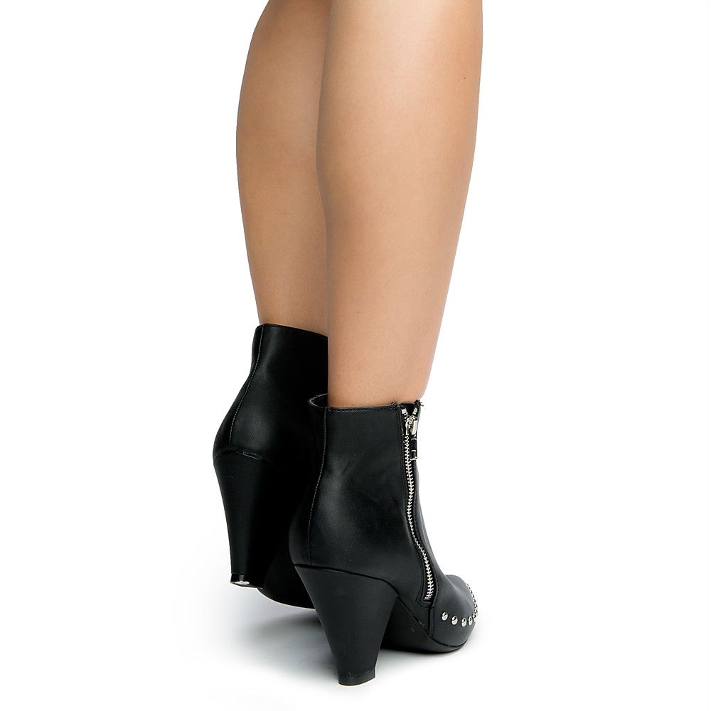 ELEGANT Women's Heidi-15A Low Heel Ankle Boot HEIDI-15A BKPU - Shiekh