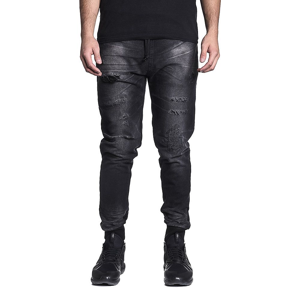 CROOKS & CASTLES Men's Ripped Sweatpants Beau Monde P1580602/BLK - Shiekh