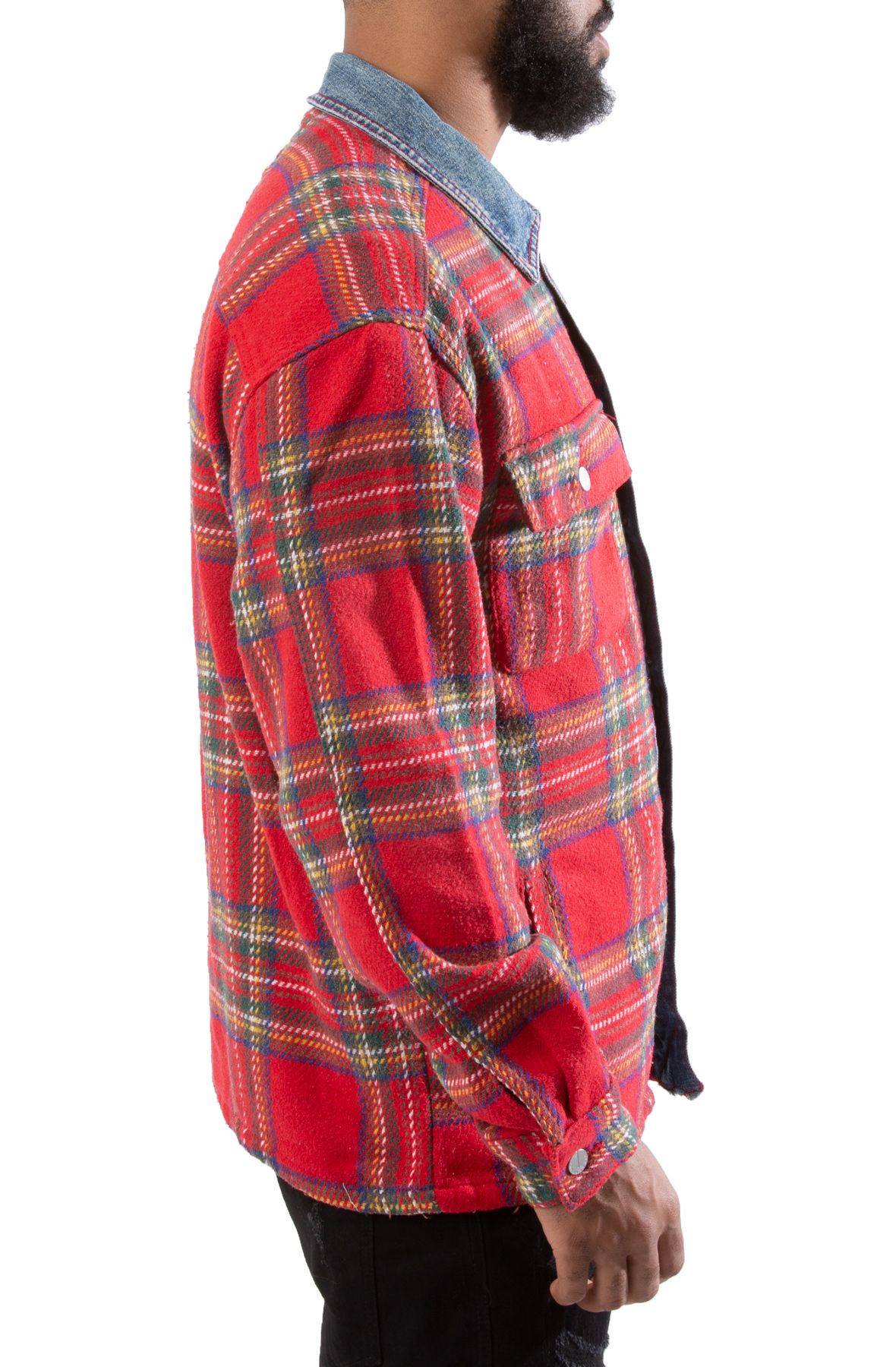 Lumber Heavy Flannel Shacket FRJ2007-RED - Shiekh