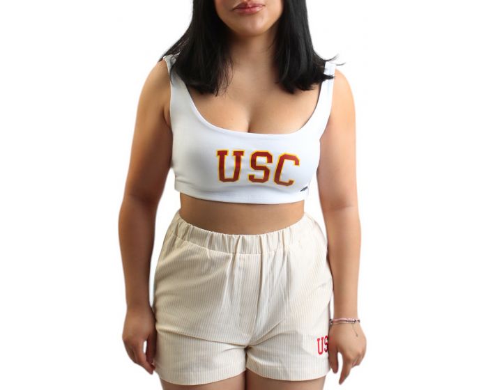 HYPE AND VICE USC Scoop Neck Crop Top HVWT80-WHT - Shiekh