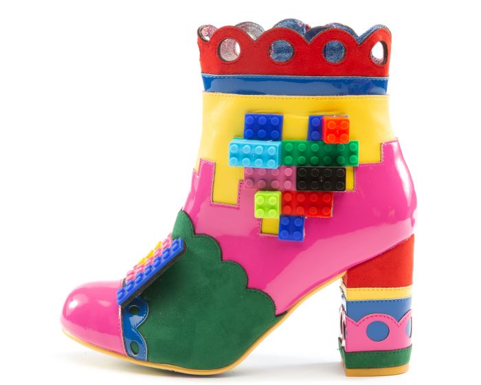 IRREGULAR CHOICE Building Love Platform Heel Boots 4404-23A-PNK-YEL-GRN ...