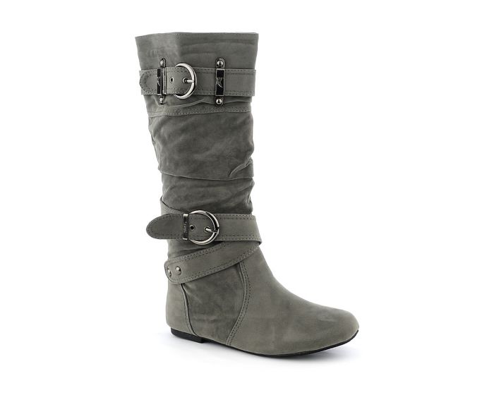 SHIEKH Mid-Calf Flat Boot Sally-4-S SALLY-4-S/GREY - Shiekh