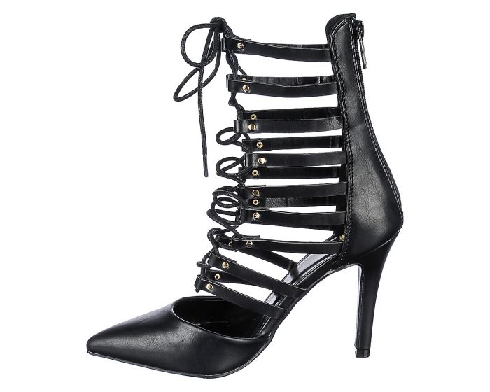 FORTUNE DYNAMICS Slope-S Strappy High Heels FD SLOPE-S/BLACK - Shiekh