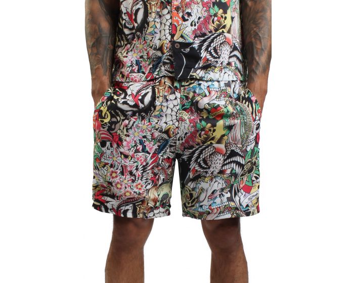 ED HARDY Tattoo Collage Short EHBAO8002-5 - Shiekh