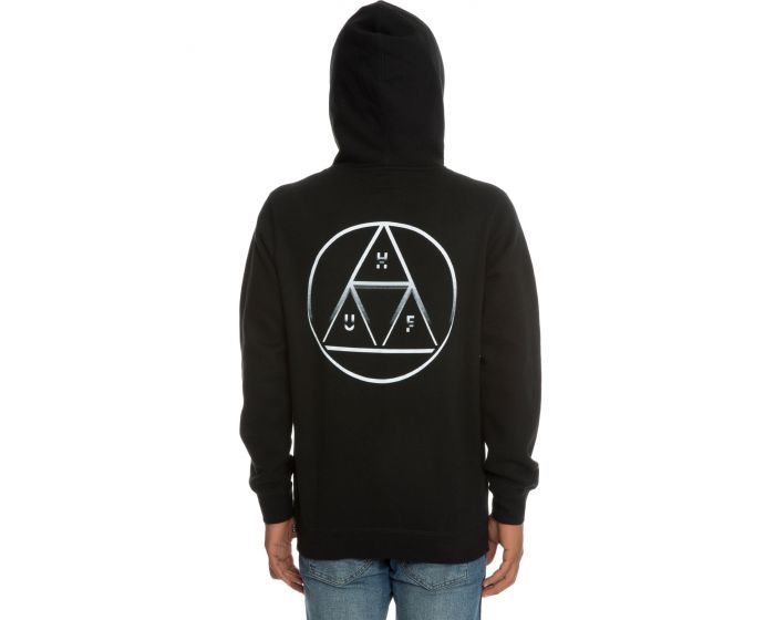 HUF The Circle Triple Triangle Pullover Hoodie in PF00003_BLACK - Shiekh
