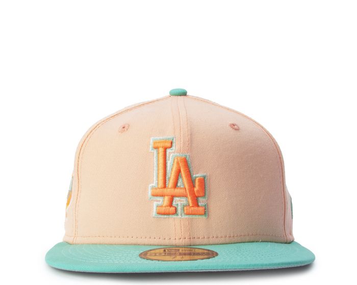 NEW ERA CAPS Los Angeles Dodgers Peach Mint 59FIFTY Fitted Hat 70725281 ...