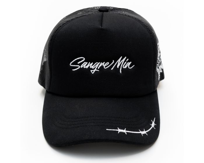 SANGRE MIA Rose Trucker Hat SGM-BARBEDTRCKR-BLK - Shiekh