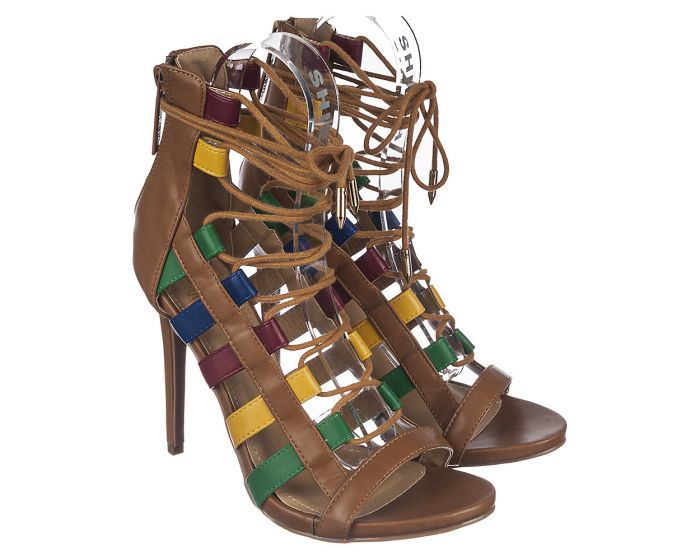 SHIEKH Free Bird Strappy High Heels FREE BIRD/TAN - Shiekh