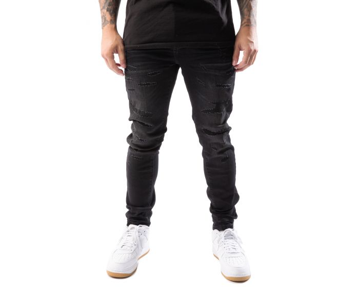 FOREIGN LOCALS Judson Distressed Ripped Jeans FL-21003BLK - Shiekh