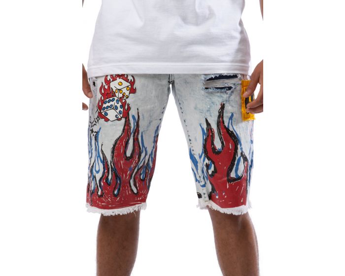 SMOKE RISE Lost Cut Off Shorts SJS21161ANGBL - Shiekh