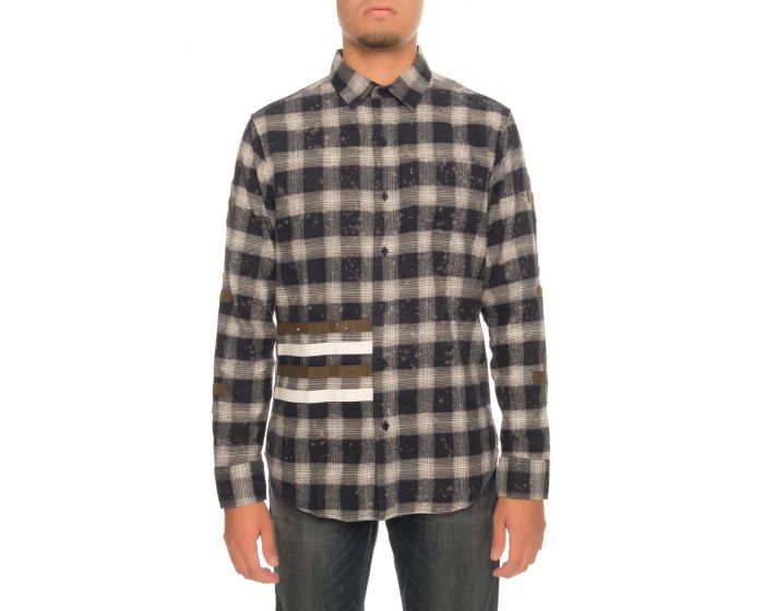 PINK DOLPHIN The Bleach Drip Flannel in AF21603BDFNA-NVY - Shiekh