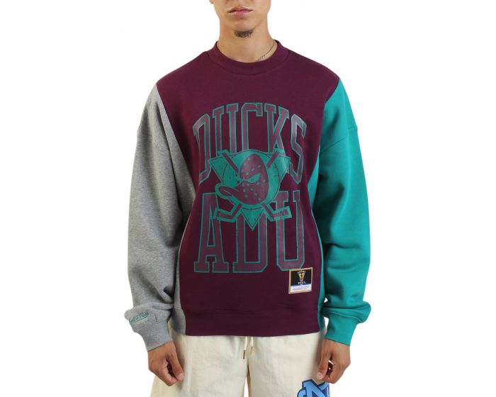 MITCHELL AND NESS NHL Anaheim Ducks Split 3 Pullover Sweatshirt FC10106 ...
