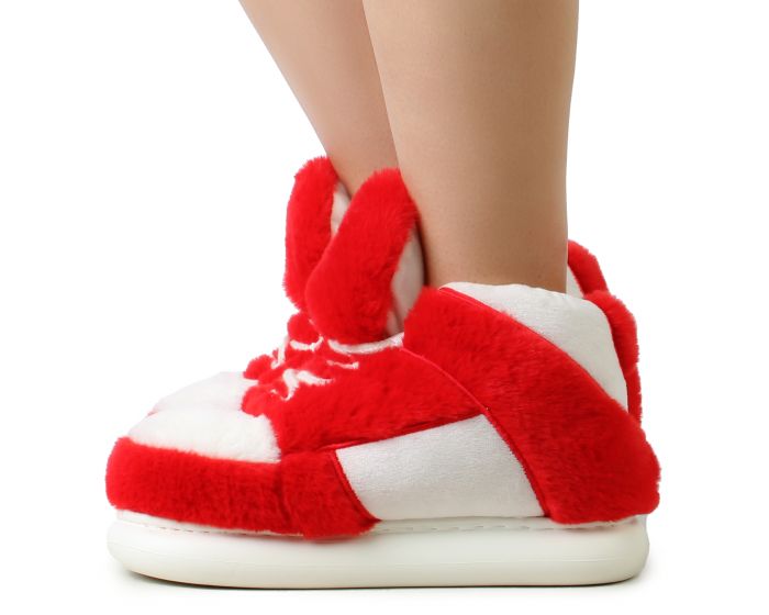LEGEND FOOTWEAR INC Furry Sneaker Slipper SLIPPY-01-RED/WHT - Shiekh