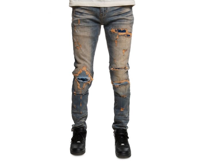 FOREIGN LOCALS Vintage Ripped Sand Jeans FL-190524 - Shiekh