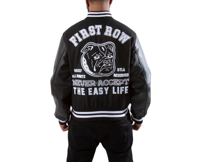 FIRST ROW Bulldog Varsity Jacket FRJ0001-BLK - Shiekh