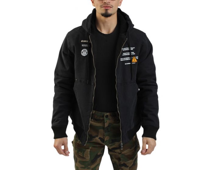 SMOKE RISE Canvas Padded Jacket JJ22632-BLK - Shiekh