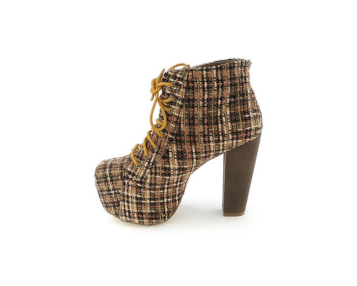 Women's Platform Ankle Bootie Silla Tan/Multi