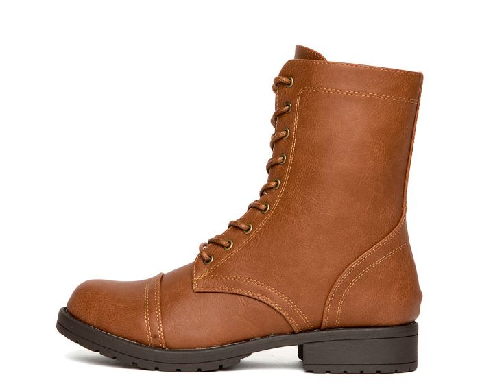 SHIEKH Women's Martha-18 Combat Boots MARTHA-18/COGNAC - Shiekh