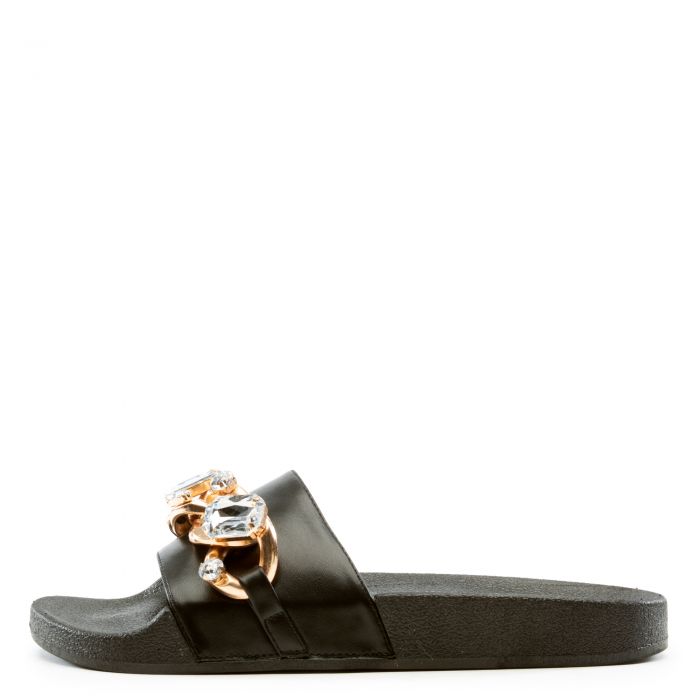 CAPE ROBBIN Tackle Rhinestone Slides TACKLE-BLK - Shiekh