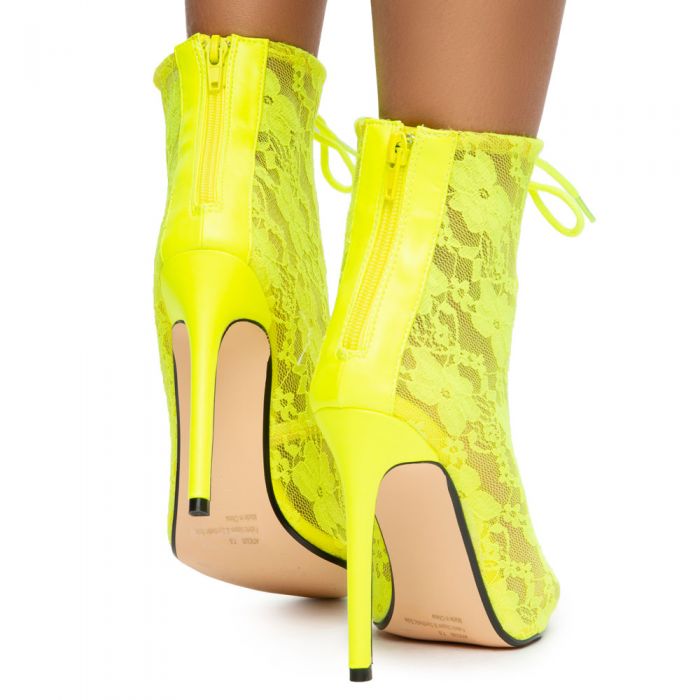 LEMON DROP Aticus Lace-Up Booties ATICUS-NEONYELLOW - Shiekh