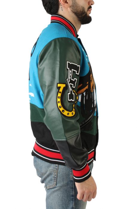 FIRST ROW Grand Tour Varsity Jacket FRJ0058-BLUE - Shiekh