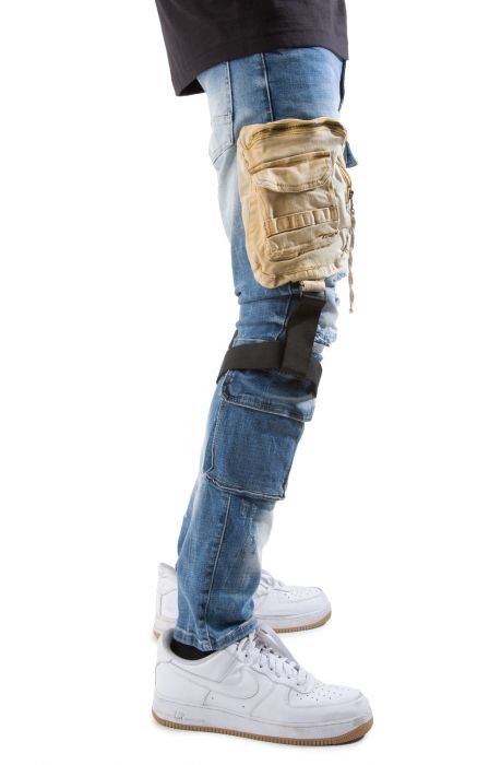 SMOKE RISE Utility Cargo Jeans JP21731-BBLU - Shiekh