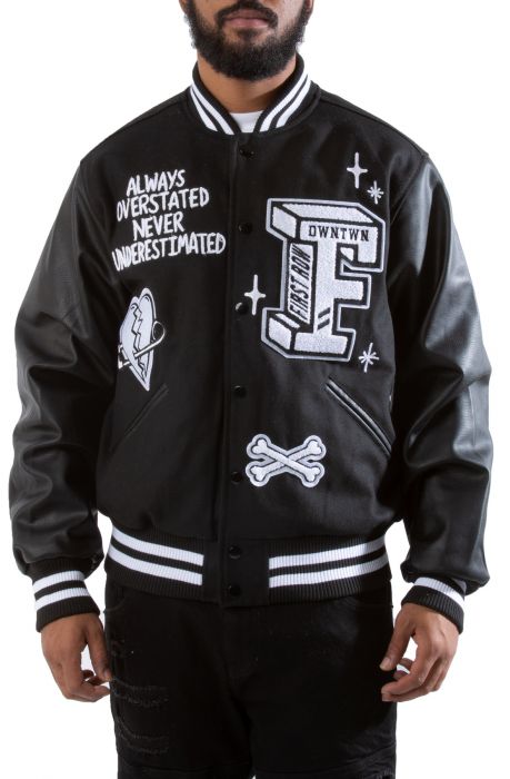 FIRST ROW Bulldog Varsity Jacket FRJ0001-BLK - Shiekh