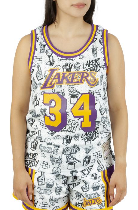 MITCHELL AND NESS Doodle Swingman Shaquille O'Neal Los Angeles Lakers ...