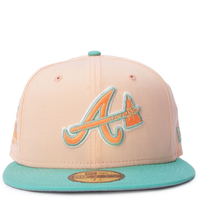 NEW ERA CAPS Atlanta Braves Peach Mint 59FIFTY Fitted Hat 70725280 - Shiekh