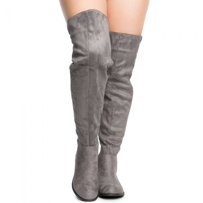 grey suede flat boots