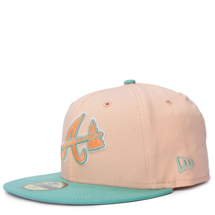 NEW ERA CAPS Atlanta Braves Peach Mint 59FIFTY Fitted Hat 70725280 - Shiekh