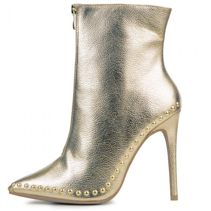 LEGEND Giselle Gold Heeled Booties GISELLE-04/GOLD MET PU - Shiekh