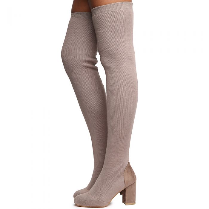 SHIEKH Lynette-01 Over The Knee Boot LYNETTE-01 OK/TAUPE - Shiekh