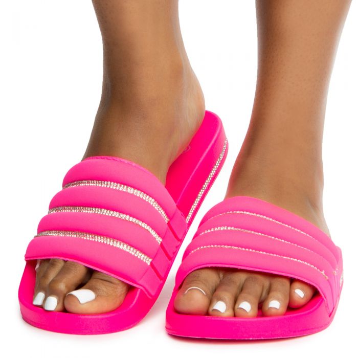 LILIANA Magnolia-1 Neoprene with Stones Slides MAGNOLIA-1-PNK - Shiekh