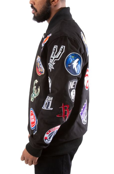 STARTER NBA Collage Patch Jacket LA13B646-BLK - Shiekh