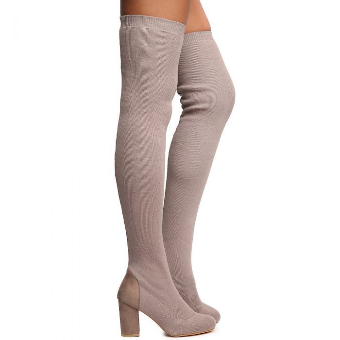 SHIEKH Lynette-01 Over The Knee Boot LYNETTE-01 OK/TAUPE - Shiekh