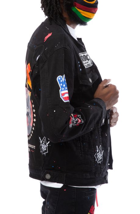 REASON ACDC Ready Denim Jacket SU-106BLK - Shiekh