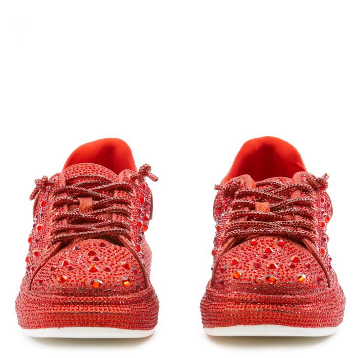 AZALEA WANG Azure Rhinestone-Embellished Low-Top Sneakers AZURE-RED ...